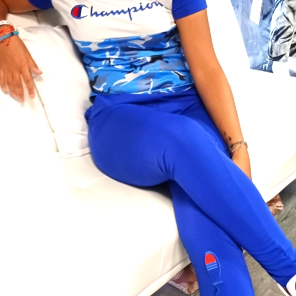 Pants & Jumpsuits | Blue Fatigue Champion Activewear Pants Set | Poshmark